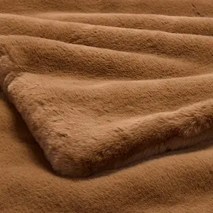 Aqua Big Rabbit Double Sided Faux Fur Throw Blanket Exclusive - Cracked Leather