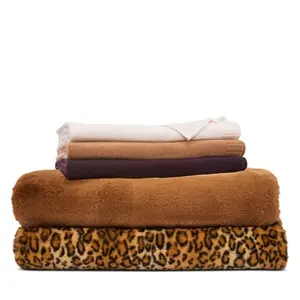 Aqua Big Rabbit Double Sided Faux Fur Throw Blanket Exclusive - Cracked Leather