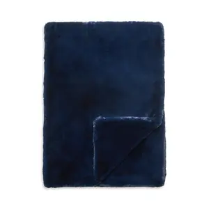 Aqua Big Rabbit Double Sided Faux Fur Throw Blanket - Exclusive Evening Navy