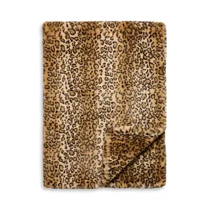 Aqua Big Rabbit Double Sided Faux Fur Throw Blanket - Exclusive Leopard