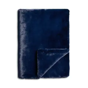 Aqua Big Rabbit Double Sided Faux Fur Throw Blanket - Exclusive Navy