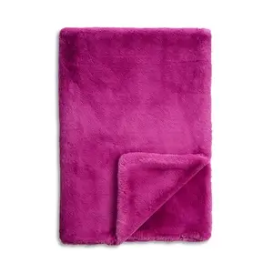 Aqua Big Rabbit Double Sided Faux Fur Throw Blanket - Exclusive Raspberry