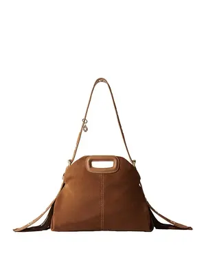 Maje Miss M Suede Crossbody Bag With Fringe - Camel