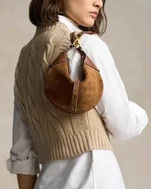 Polo Ralph Lauren Polo Id Mini Suede Shoulder Bag - Cinnamon/cuoio
