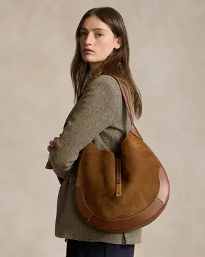 Polo Ralph Lauren Polo Id Large Suede Shoulder Bag - Cinnamon/cuoio