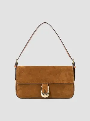Staud Staud Harlow Suede Shoulder Bag Tan