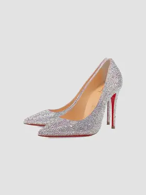 CHRISTIAN LOUBOUTIN Kate Strass Metallic Suede 100mm Pumps