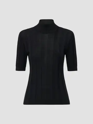 CALLAS MILANO Jordyn Short Sleeve Mock Neck Sweater - Black
