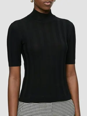 CALLAS MILANO Jordyn Short Sleeve Mock Neck Sweater - Black