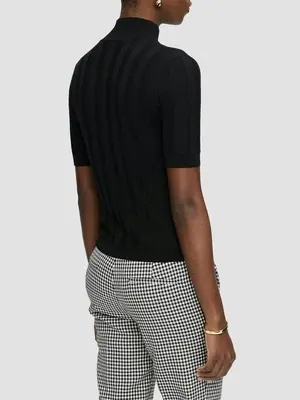 CALLAS MILANO Jordyn Short Sleeve Mock Neck Sweater - Black