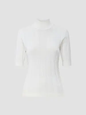 CALLAS MILANO Jordyn Short Sleeve Mock Neck Sweater White