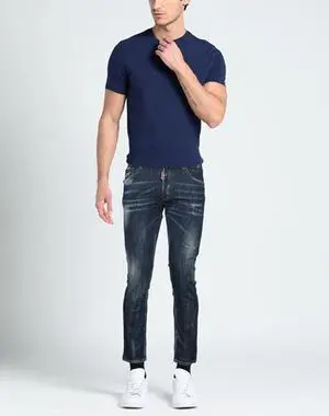 Dsquared2 Denim Jeans With Leather Trims