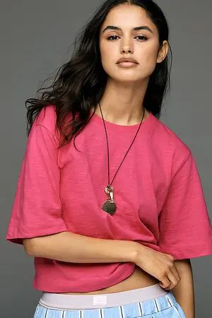 Maeve Corey Cotton Boxy Tee - Beetroot Purple