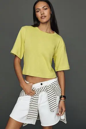 Maeve Corey Cotton Boxy Tee - Chartreuse