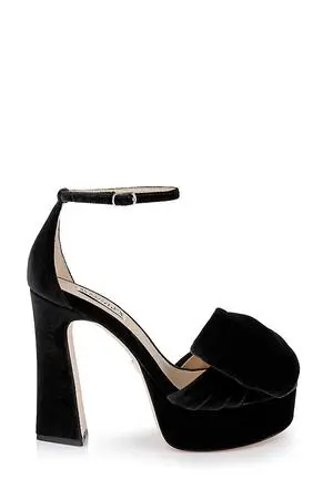 Badgley Mischka Alora Velvet Platform Heels - Black