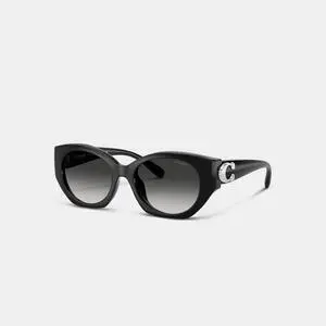 COACH Maxi Sculpted C Oval Sunglasses - Black