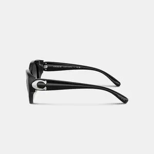 COACH Maxi Sculpted C Oval Sunglasses - Black