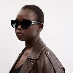 COACH Maxi Sculpted C Oval Sunglasses - Black