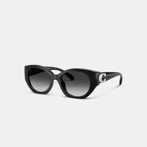 COACH COACH Maxi Sculpted C Oval Sunglasses Black