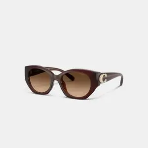 COACH Maxi Sculpted C Oval Sunglasses Brown Gradient