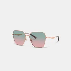 COACH C Hardware Metal Oversized Square Sunglasses Green/purple