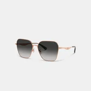 COACH COACH C Hardware Metal Oversized Square Sunglasses Grey Gradient