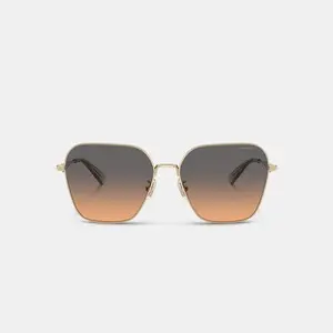 COACH C Hardware Metal Oversized Square Sunglasses - Peach Blush
