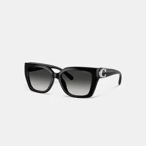COACH Sculpted C Square Cat Eye Sunglasses Black