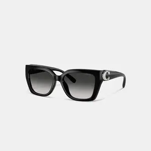 COACH Sculpted C Square Cat Eye Sunglasses Black