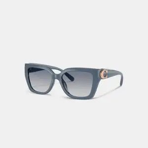 COACH Sculpted C Square Cat Eye Sunglasses Milky Blue