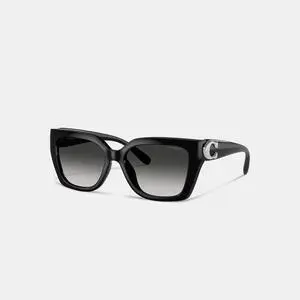 COACH Full Fit Maxi Sculpted C Square Cat Eye Sunglasses - Black