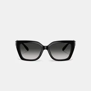 COACH Full Fit Maxi Sculpted C Square Cat Eye Sunglasses - Black