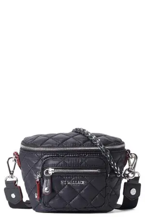 Mz Wallace Micro Crosby Diamond Quilted Nylon Sling Bag - Black