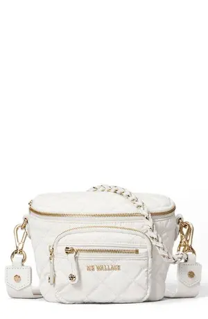 Mz Wallace Micro Crosby Diamond Quilted Nylon Sling Bag - Chalk Liquid