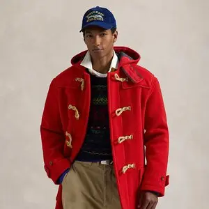 Ralph Lauren Wool Twill Toggle Coat - Red