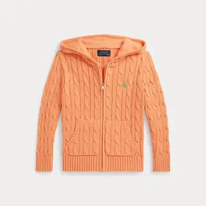Ralph Lauren Cable Cotton Full-zip Sweater - Poppy