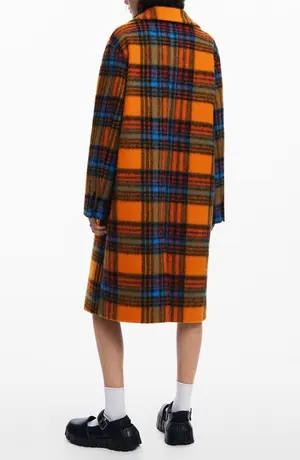 Desigual Napoles Plaid Overcoat