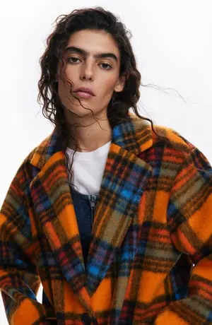 Desigual Napoles Plaid Overcoat