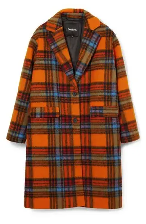 Desigual Napoles Plaid Overcoat