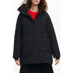Desigual Aarhus Quilted Coat - Black