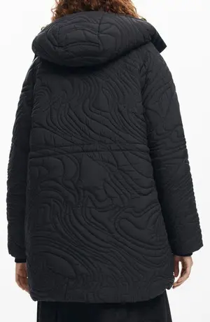 Desigual Aarhus Quilted Coat - Black