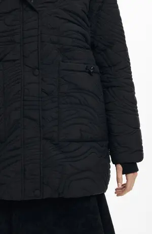 Desigual Aarhus Quilted Coat - Black
