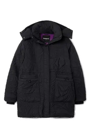 Desigual Aarhus Quilted Coat - Black