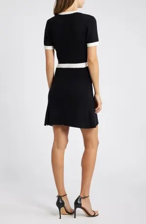 QUINCY MAE Contrast Button Ribbed Minidress