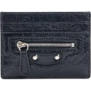 Balenciaga Le City Crackled Leather Card Case - Black