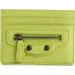 Balenciaga Le City Crackled Leather Card Case - Pistache