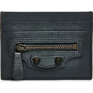 Balenciaga Le City Crackled Leather Card Case Volcanic Rock