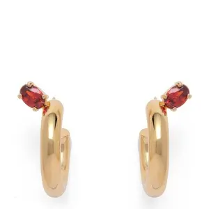 Lady Grey Lady Grey 14K Gold Hoop Earrings Gold/ Red