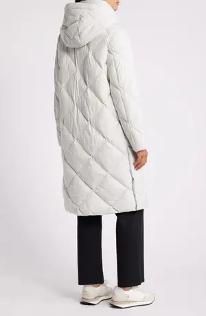 Sam Edelman Hooded Quilted Coat - Soft Silve