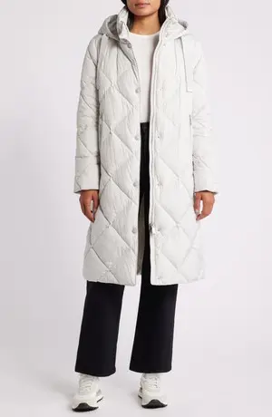 Sam Edelman Hooded Quilted Coat - Soft Silve